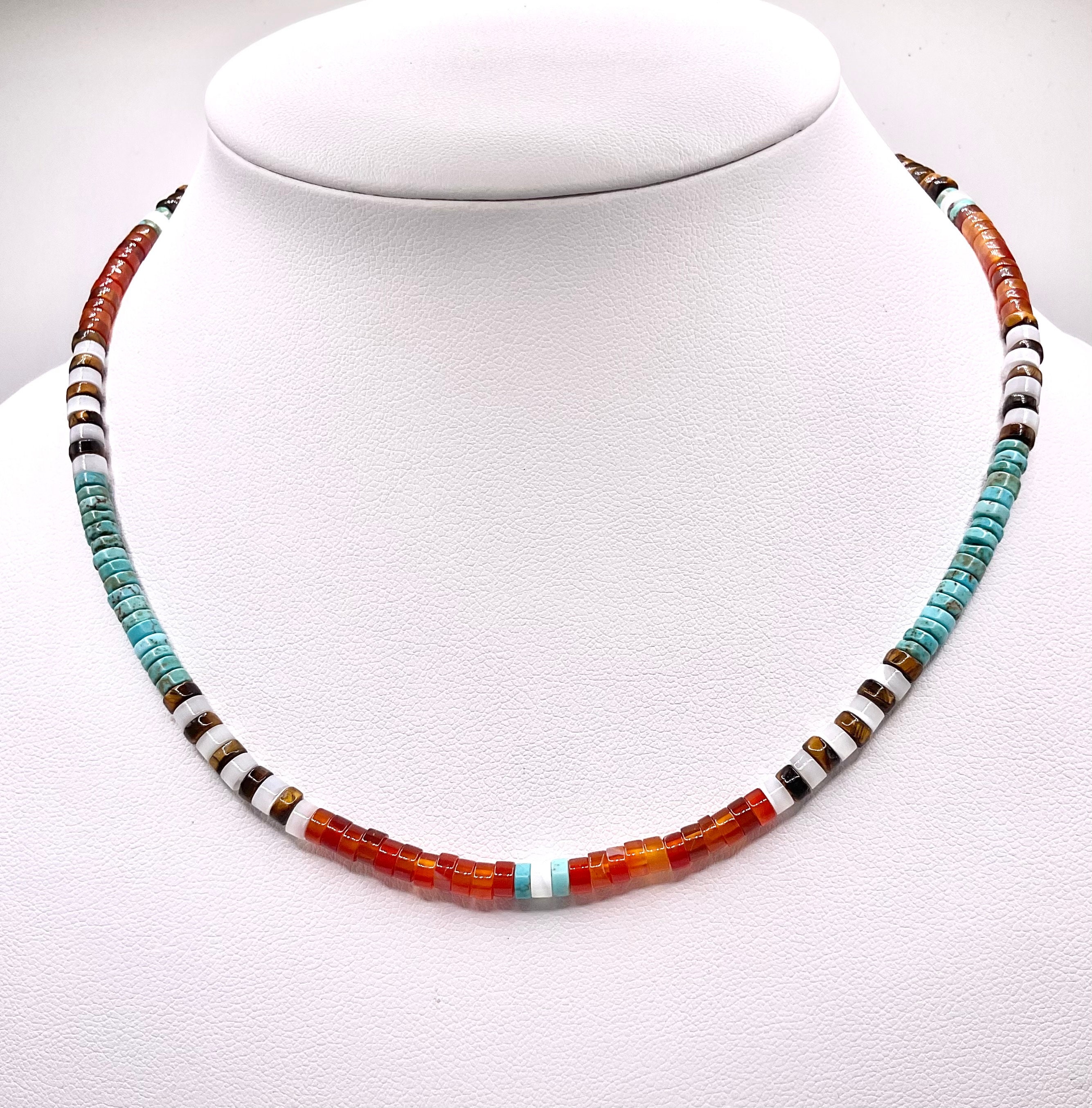 Native American Necklace With Turquoise Heishi Beads Navaho Vibe ...