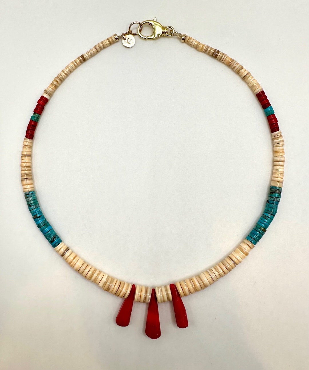 Authentic Native American Shell Necklace With Coral and - Etsy