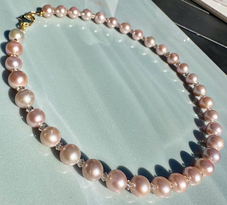Large Pink Edison Pearl Necklace - Special Occasion Gift for Her - Etsy