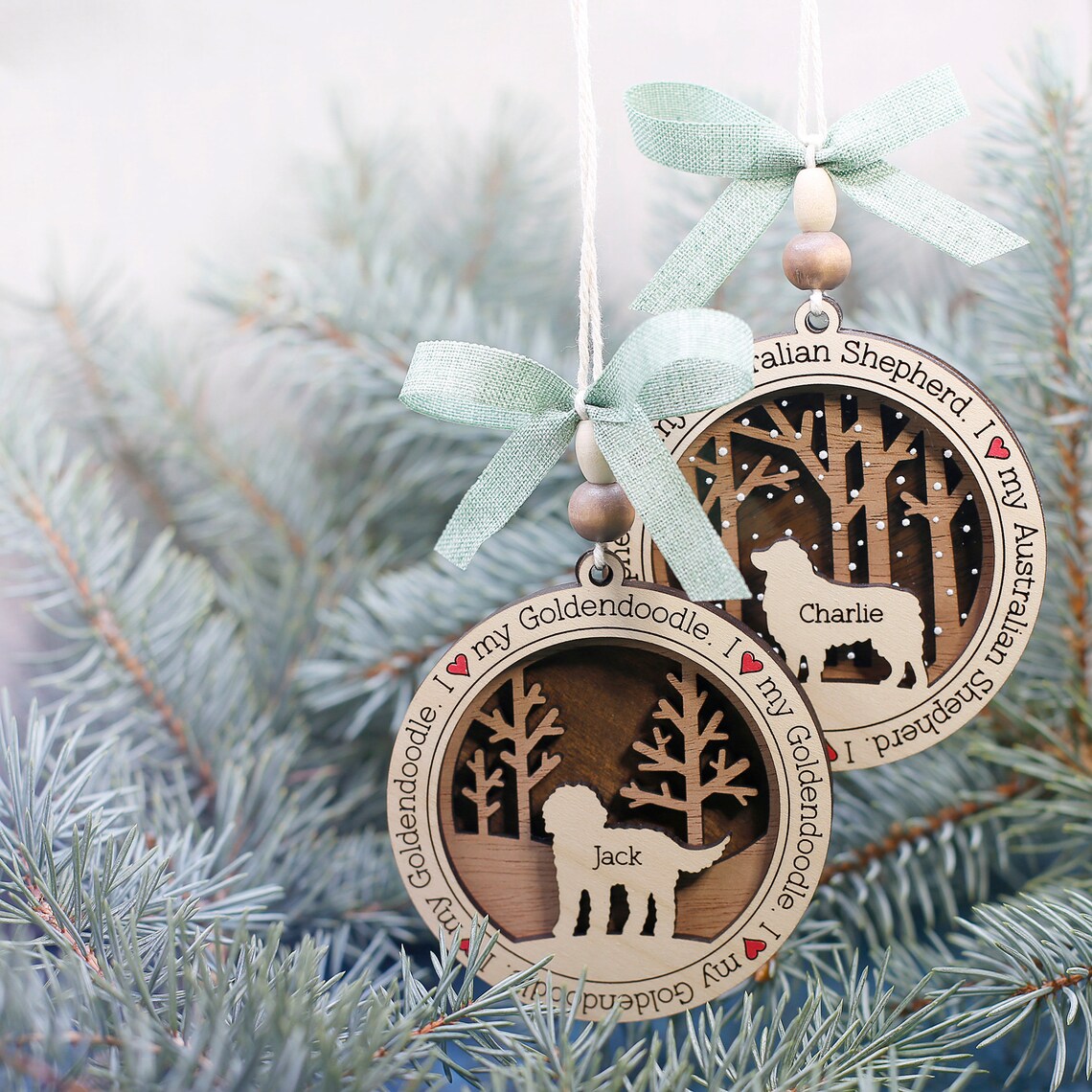 Personalized Wooden Shih Tzu Ornament, Custom Dog Keepsake, Christmas ...