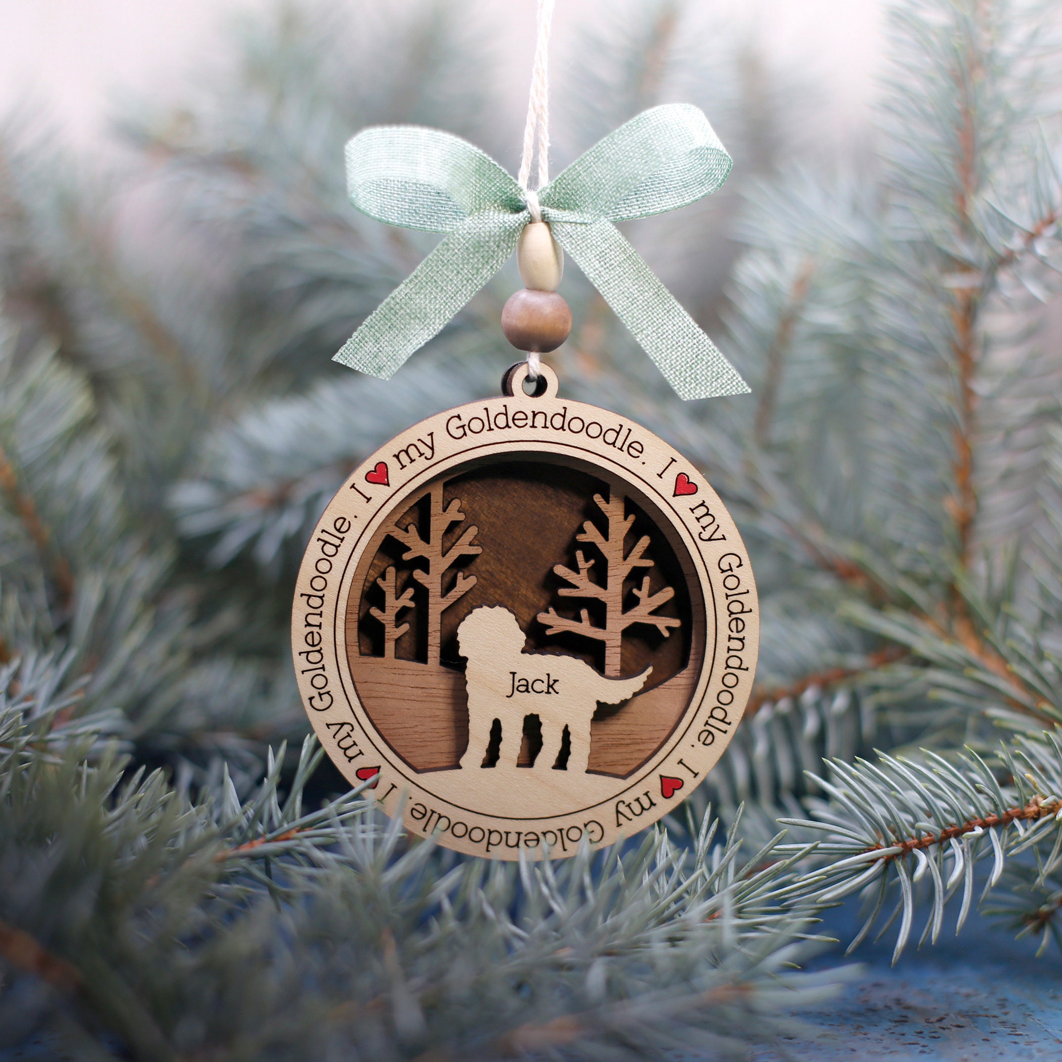 Personalized Wooden Shih Tzu Ornament, Custom Dog Keepsake, Christmas ...