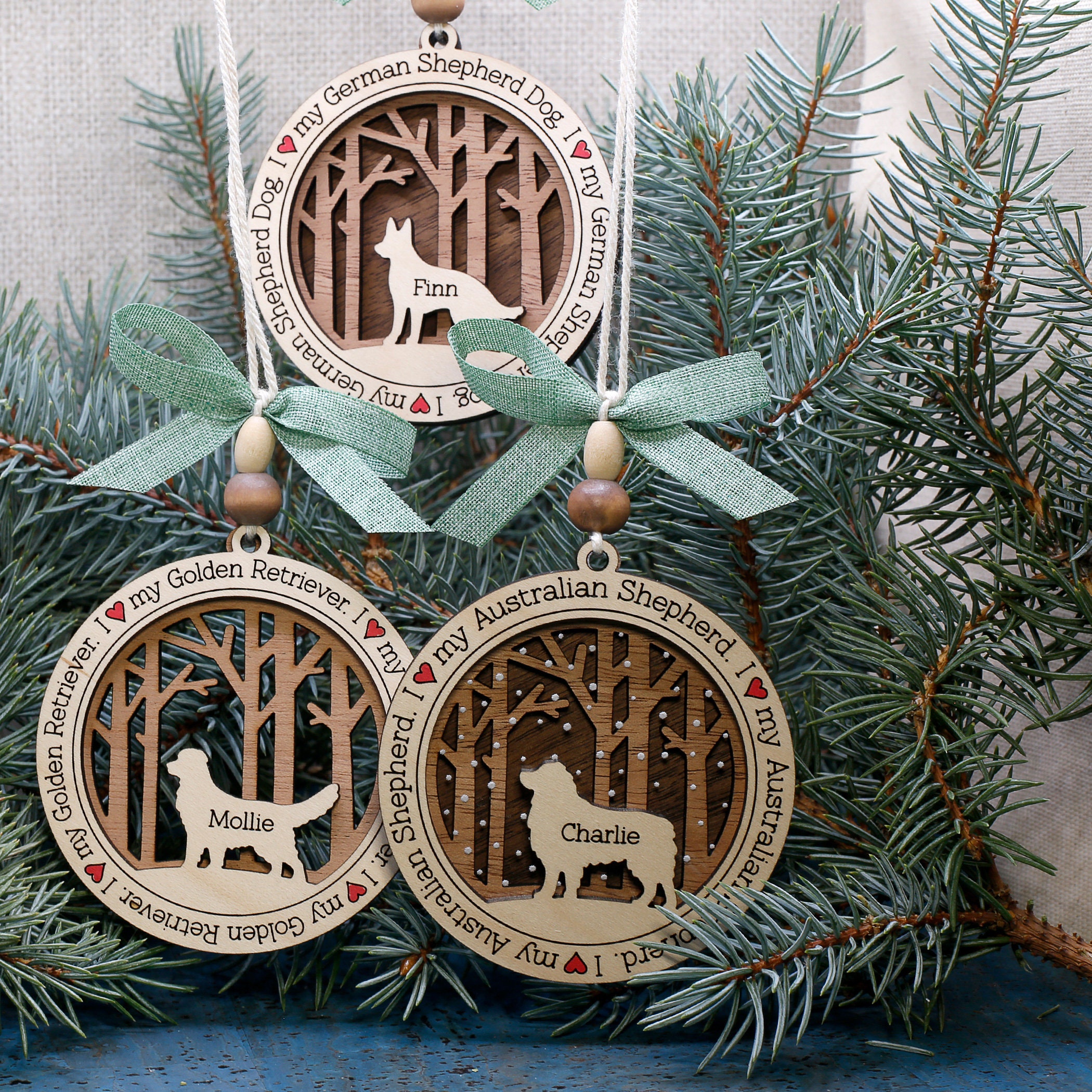 Personalized Wooden Shih Tzu Ornament, Custom Dog Keepsake, Christmas ...