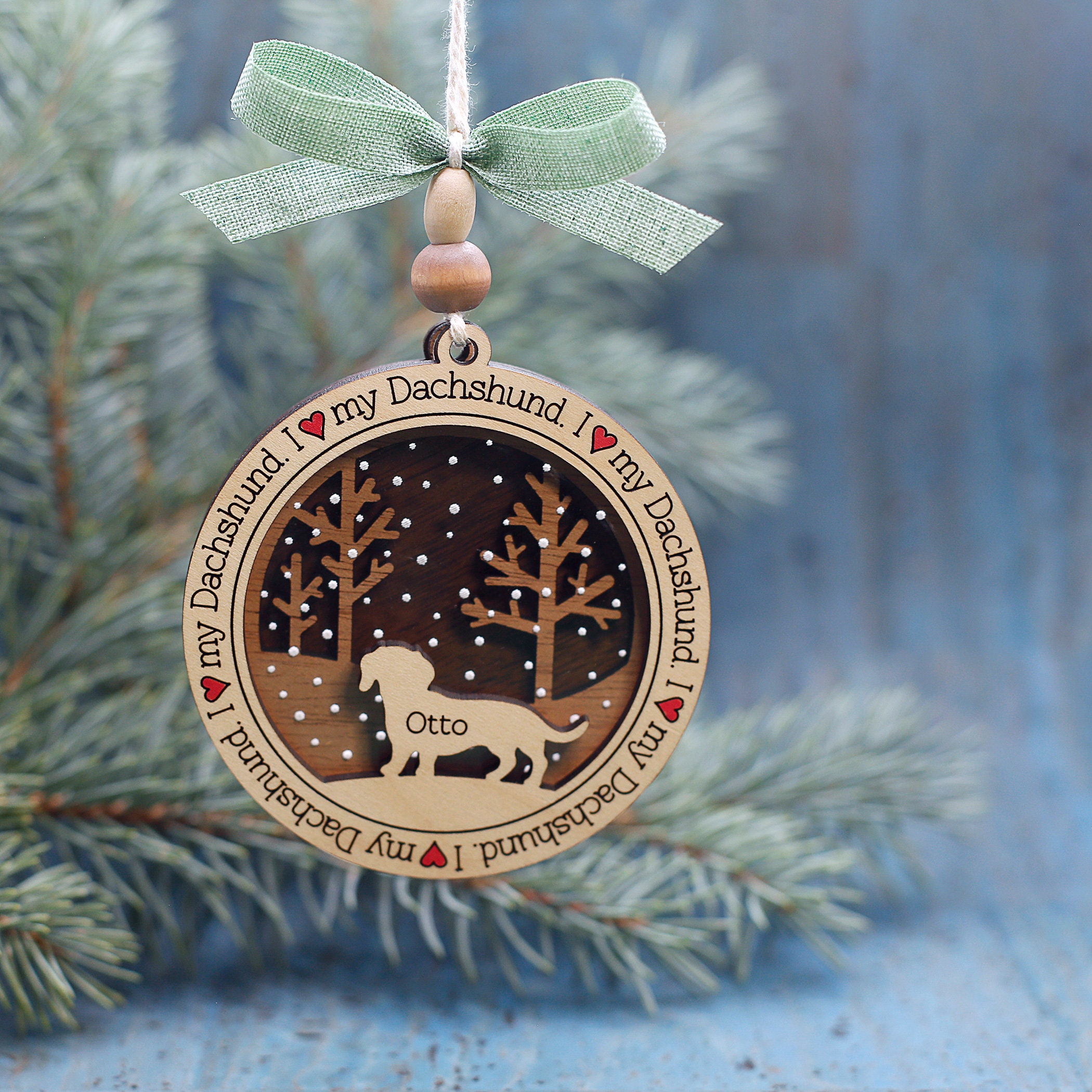 Personalized Wooden Shih Tzu Ornament, Custom Dog Keepsake, Christmas ...