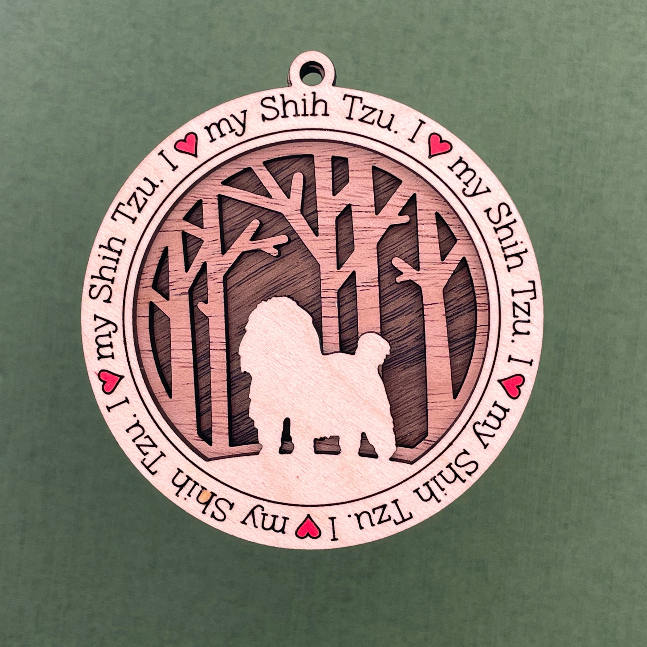 Personalized Wooden Shih Tzu Ornament, Custom Dog Keepsake, Christmas ...