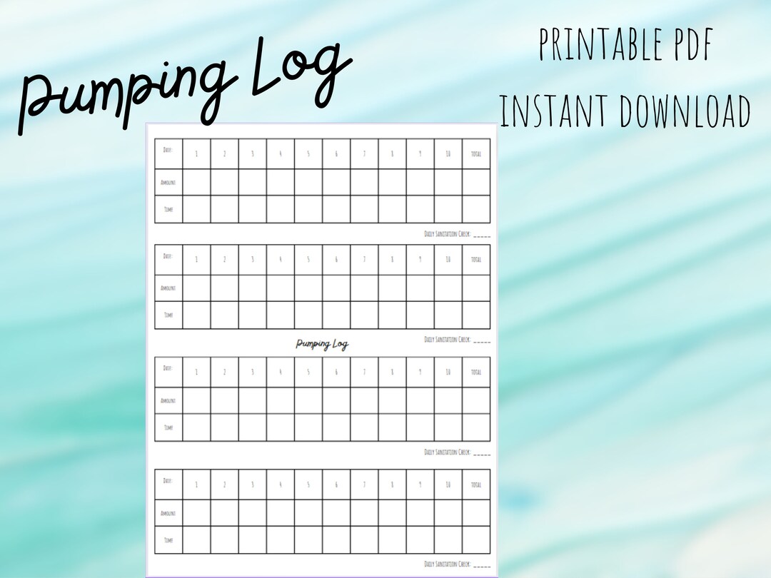 Exclusively Pumping Log Printable, Instant Download PDF - Etsy