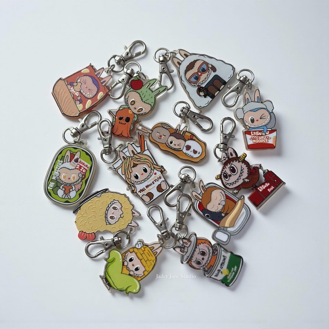 Kawaii Bubu Wacky Mart Food Keychain Double-sided Acrylic Charm Small ...