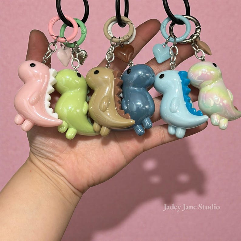 Cute Dinosaur Keychain – Kawaii Bag Charm, Matching Couples Gift ...