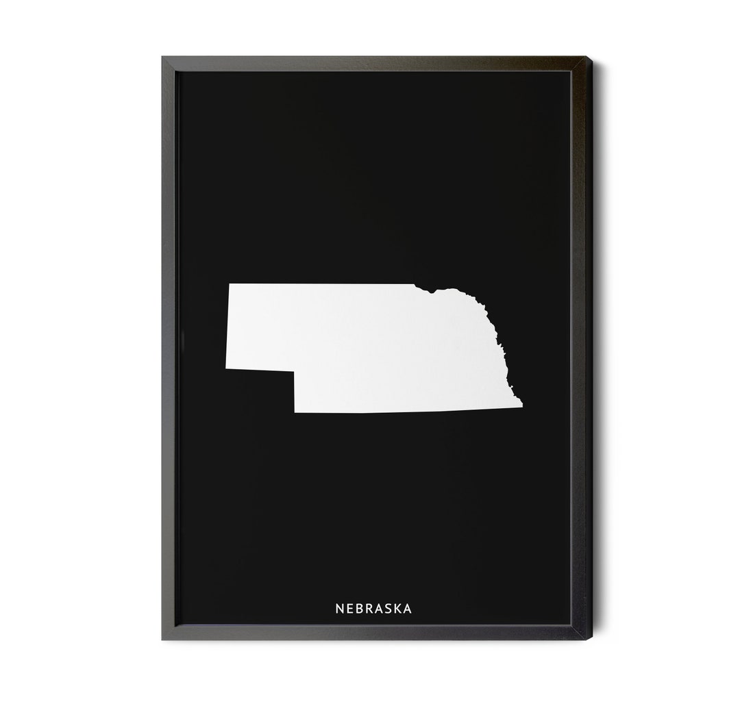 Nebraska Map, Black and White, Inverted, Minimalist, Nebraska Wall Art ...