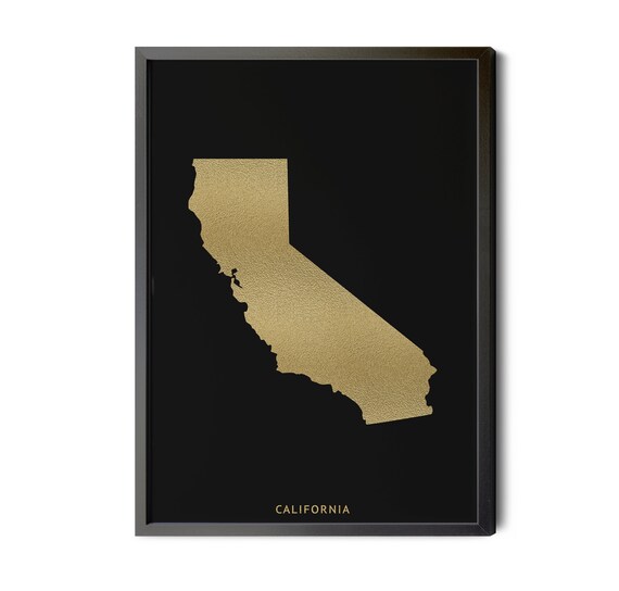 California Map Black Gold Foil Texture Contemporary Modern - Etsy