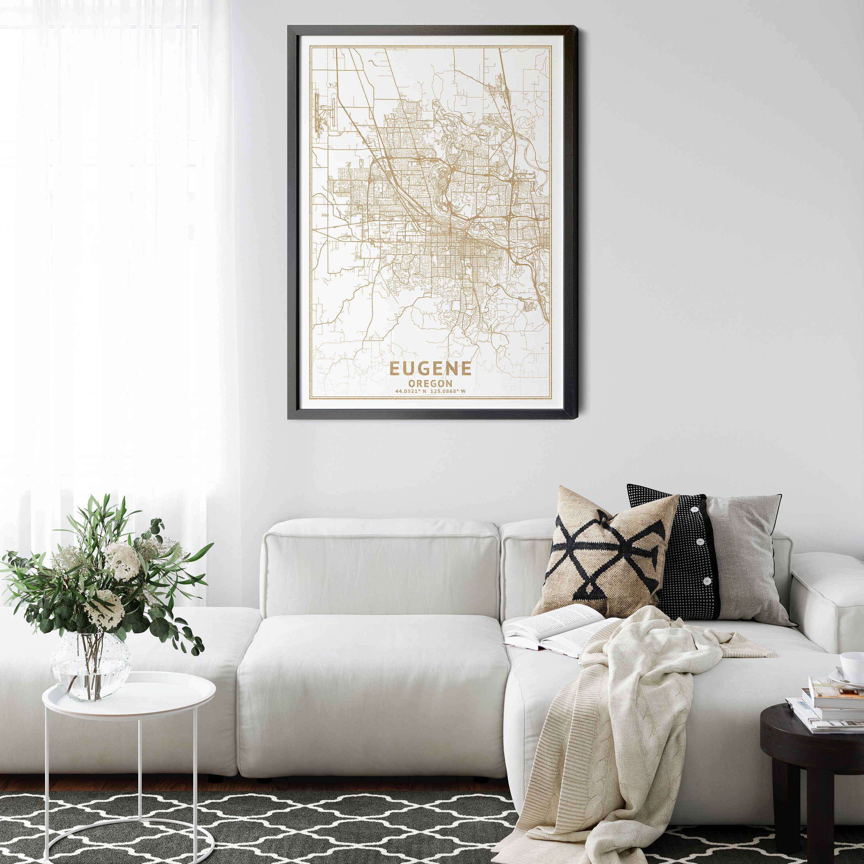 Eugene Oregon Map, High Resolution Real Gold Leaf Texture, Coordinates ...