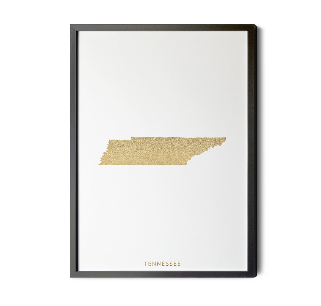 Gold Foil Tennessee Map Art, State Silhouette Print (digital Download ...