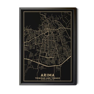 Arima Trinidad and Tobago Map Black High Resolution Real - Etsy