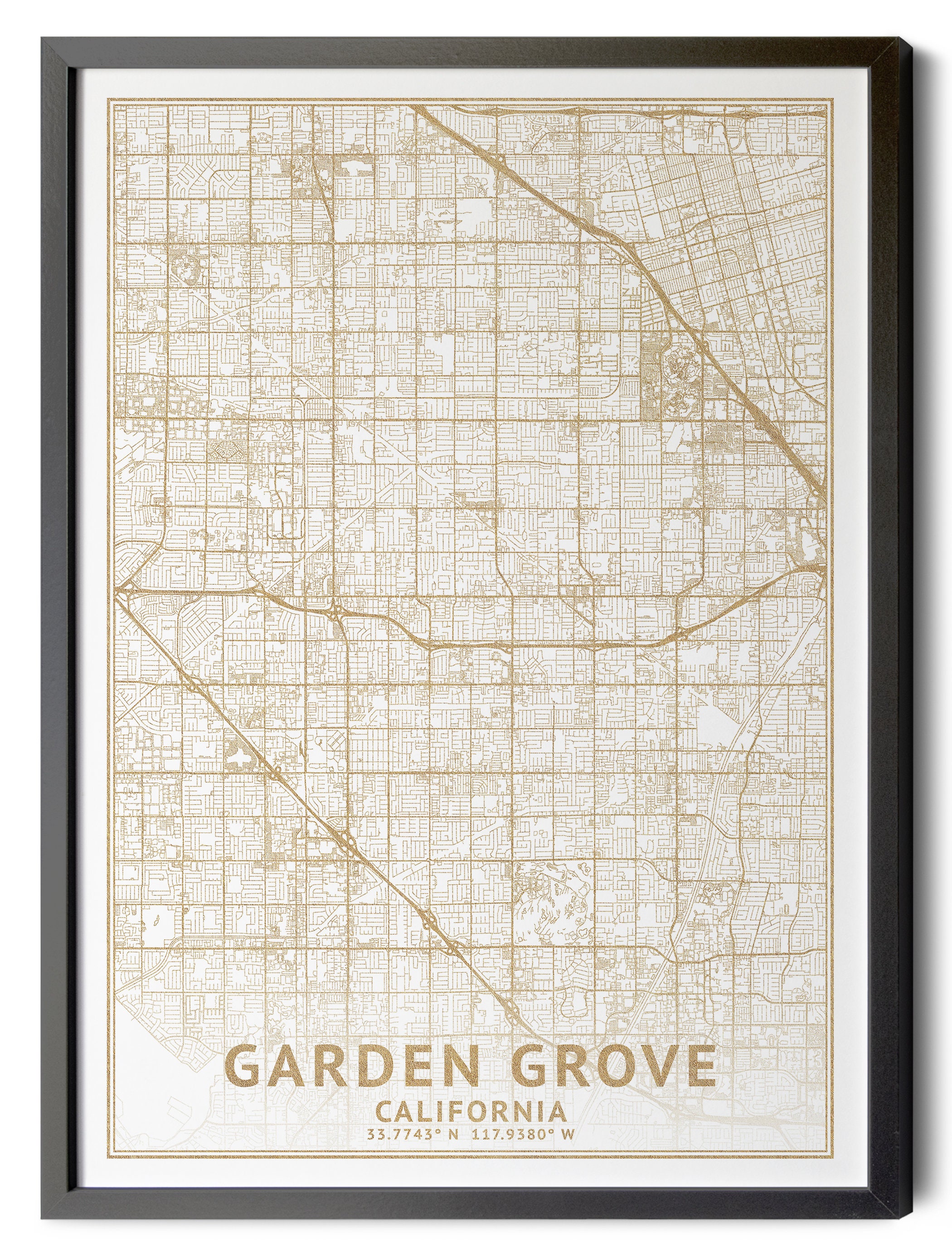 Garden Grove California Map, High Resolution Real Gold Leaf Texture ...