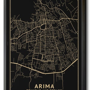 Arima Trinidad and Tobago Map Black High Resolution Real - Etsy