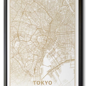 Tokyo Japan Map, High Resolution Real Gold Leaf Texture, Coordinates ...