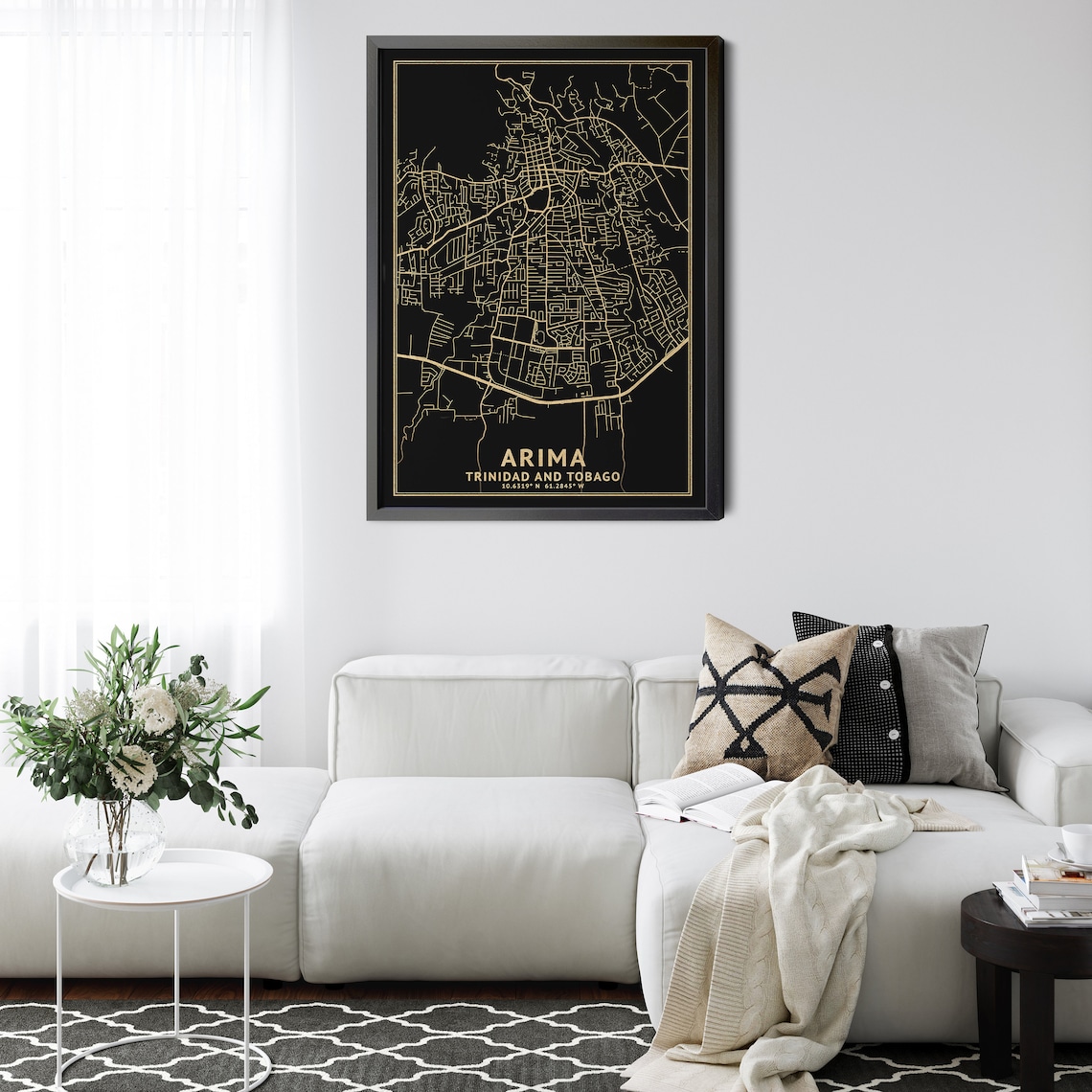 Arima Trinidad and Tobago Map Black High Resolution Real - Etsy