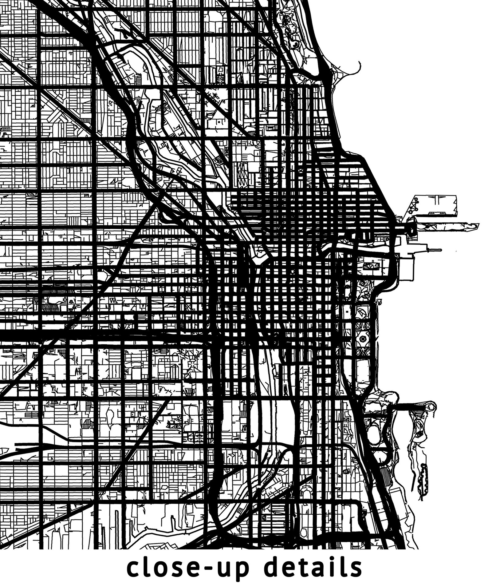 Chicago Map Coordinates Chicago Illinois Map Wall Art Map | Etsy