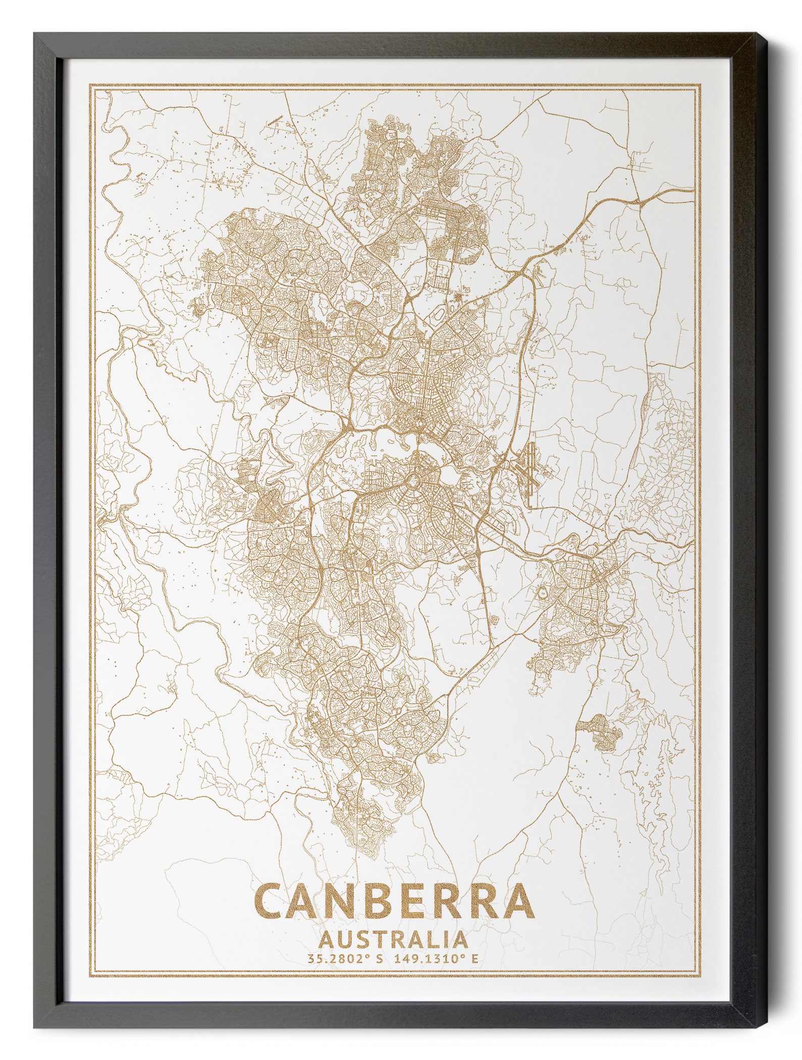 Canberra Australia, Map, High Resolution Real Gold Leaf Texture ...