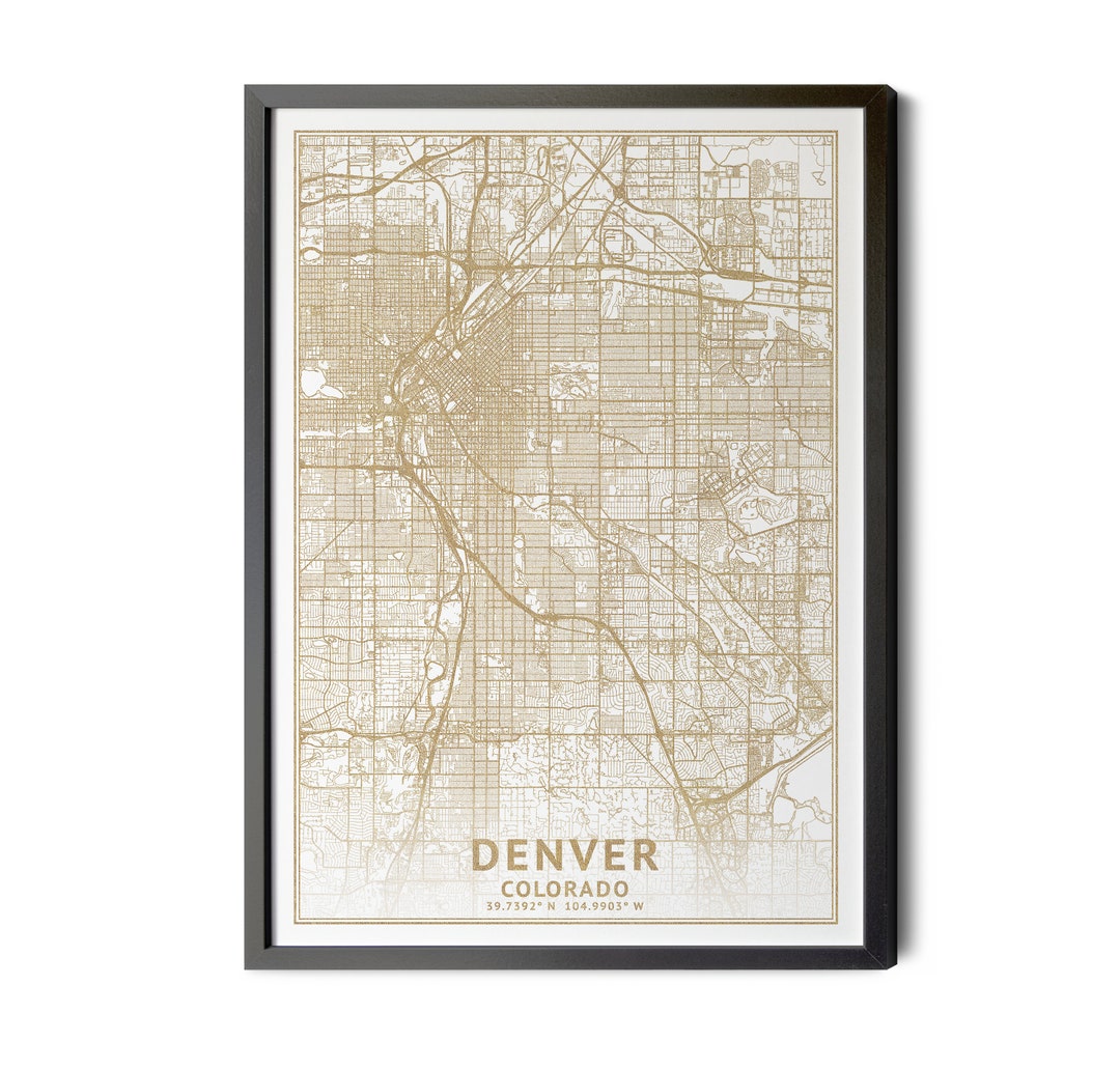 Denver Colorado Map, High Resolution Real Gold Leaf Texture ...