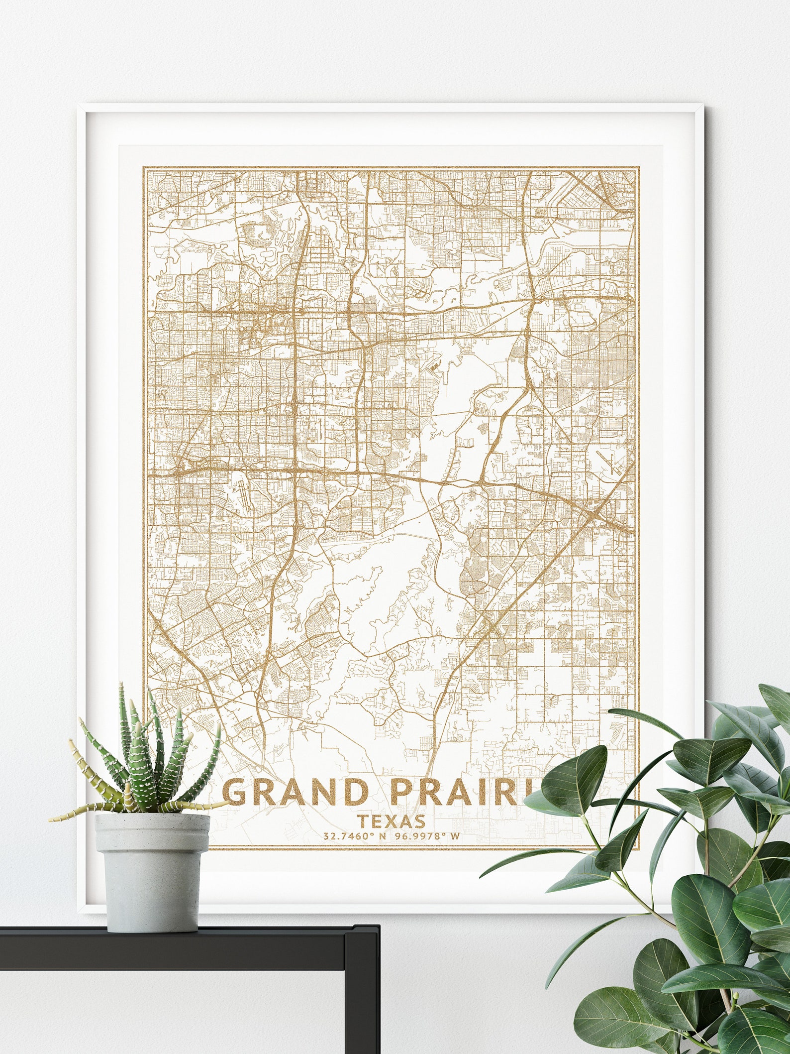 Grand Prairie Texas Map, High Resolution Real Gold Leaf Texture ...