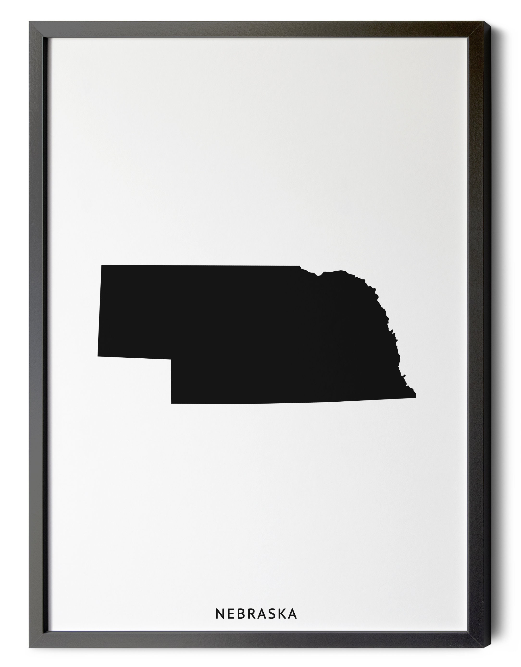 Nebraska Map, Black and White, Minimalist, Nebraska Wall Art, Map of ...