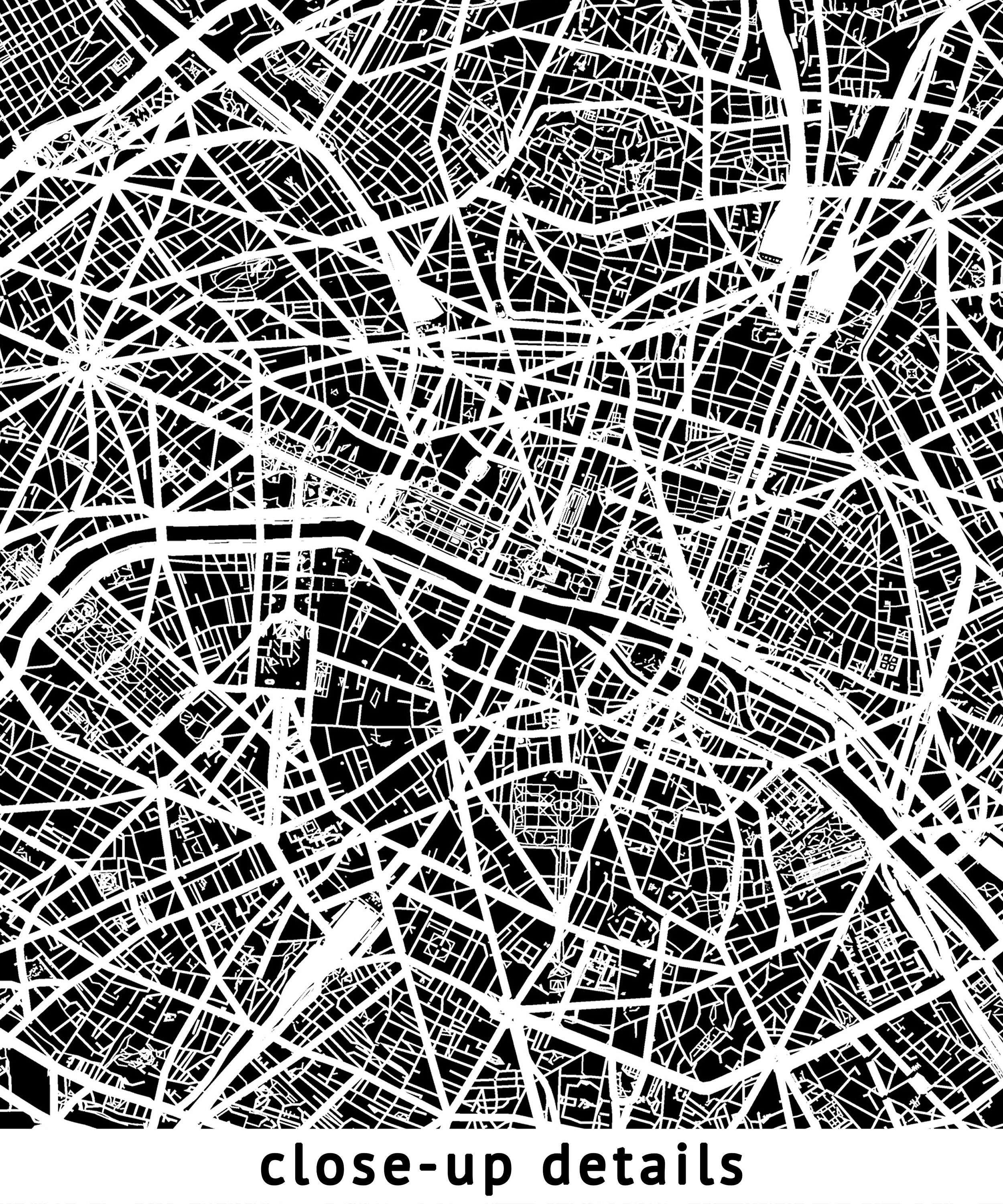 Paris France Map, Black and White, Inverted Black, Coordinates, Paris ...