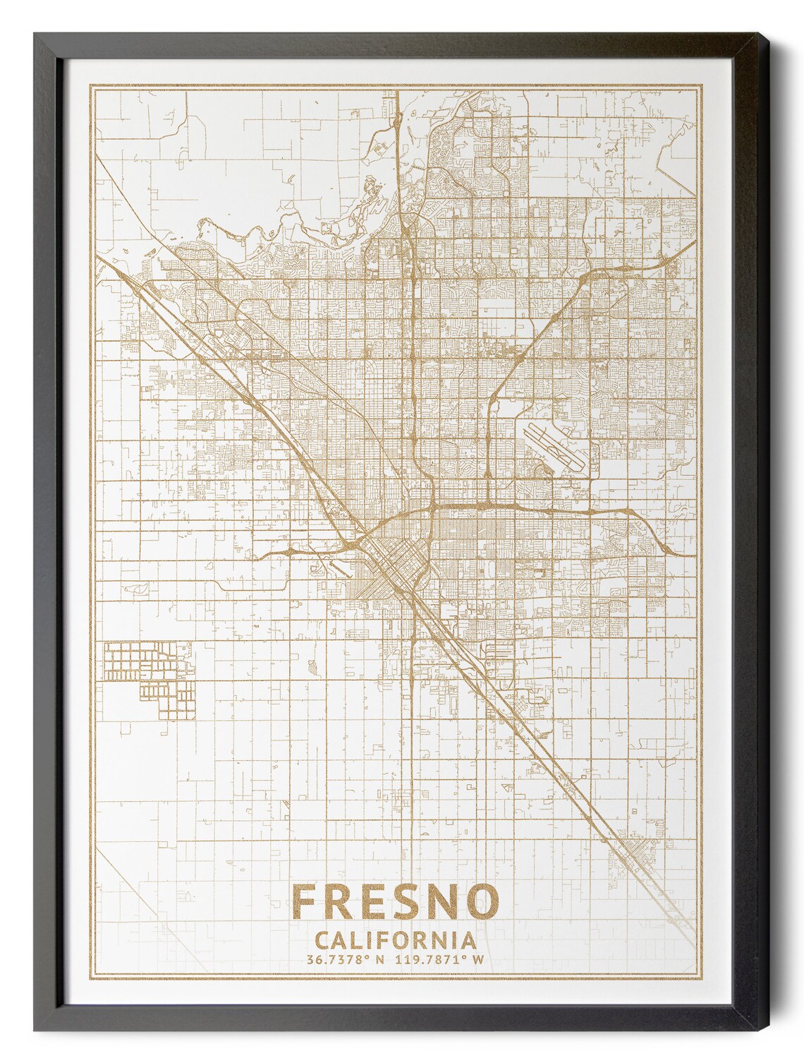 Fresno California Map, High Resolution Real Gold Leaf Texture ...
