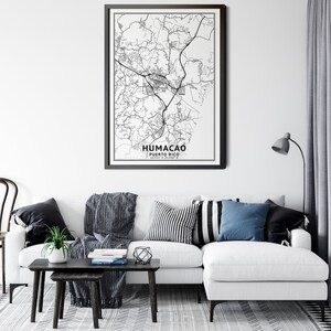 Humacao Puerto Rico Map, Black and White, Coordinates, Map of Humacao ...