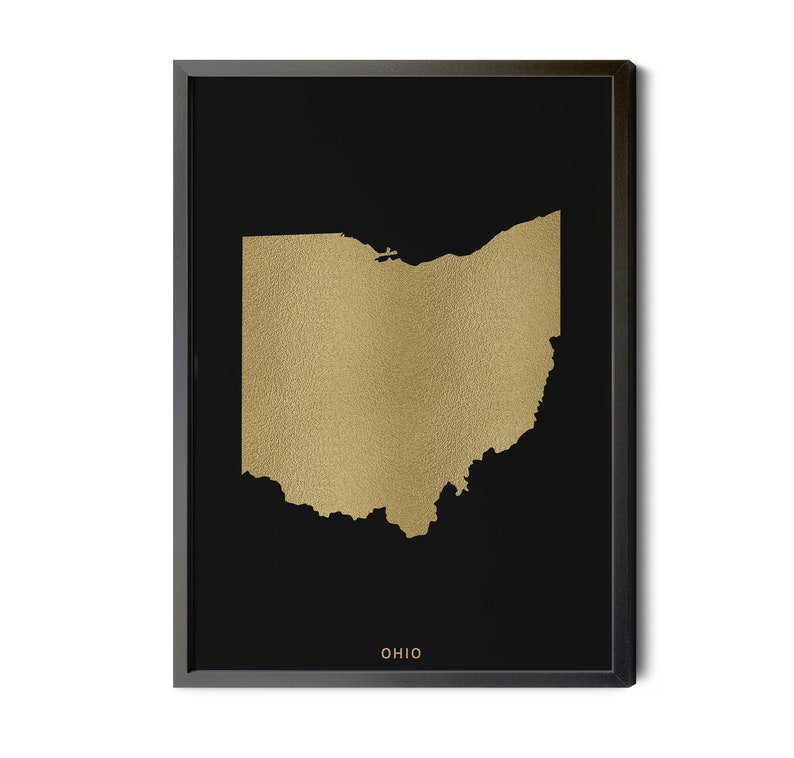 Ohio Map Black Gold Foil Texture Ohio Wall Art Ohio - Etsy