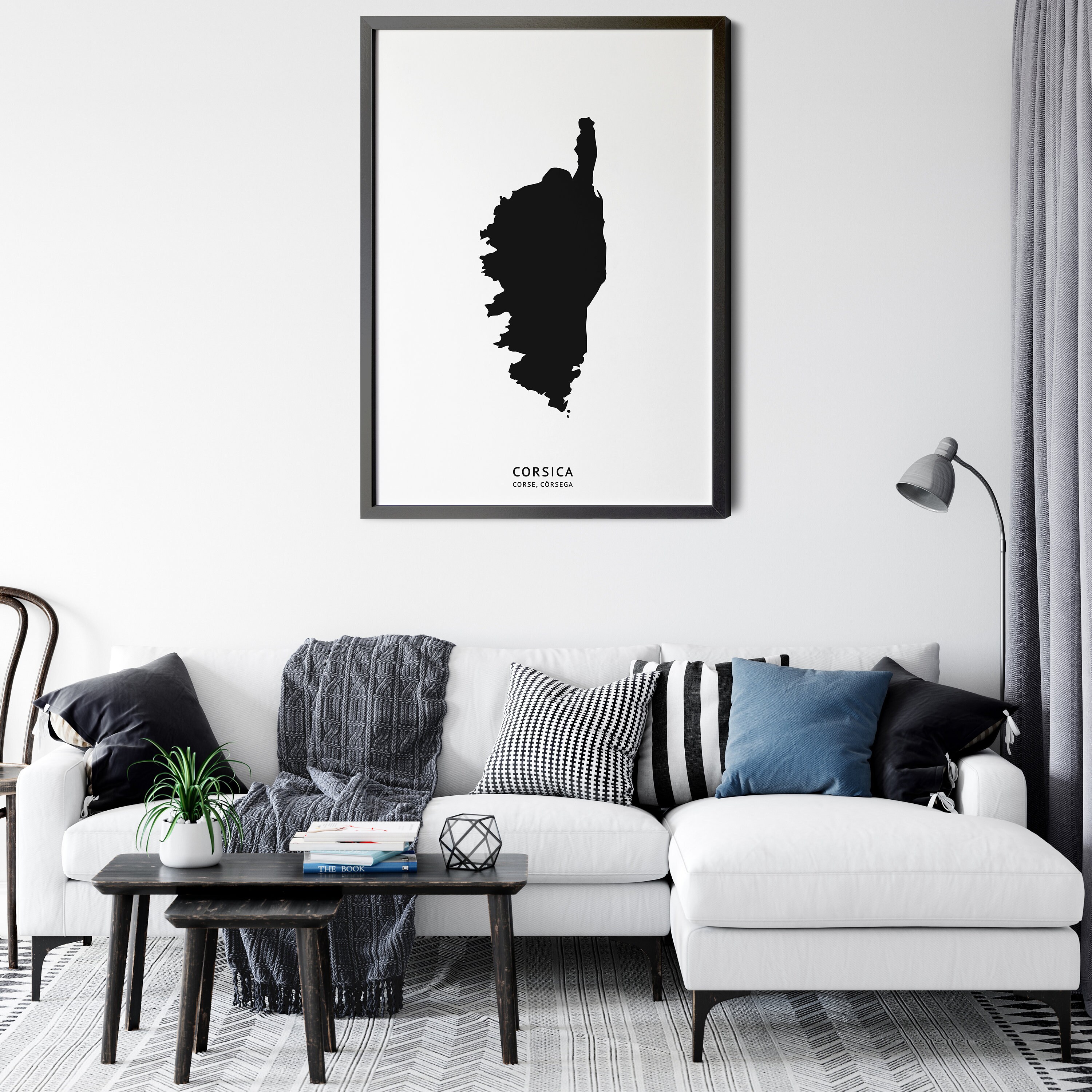 Corsica, Corse, Corsega, Island, Map, Black and White, Minimalist ...