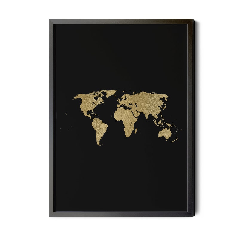 Gold Foil World Map - Etsy