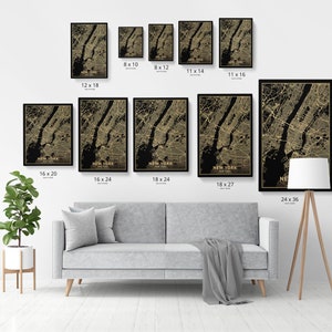 New York City Map, Black, High Resolution Real Gold Leaf Texture ...