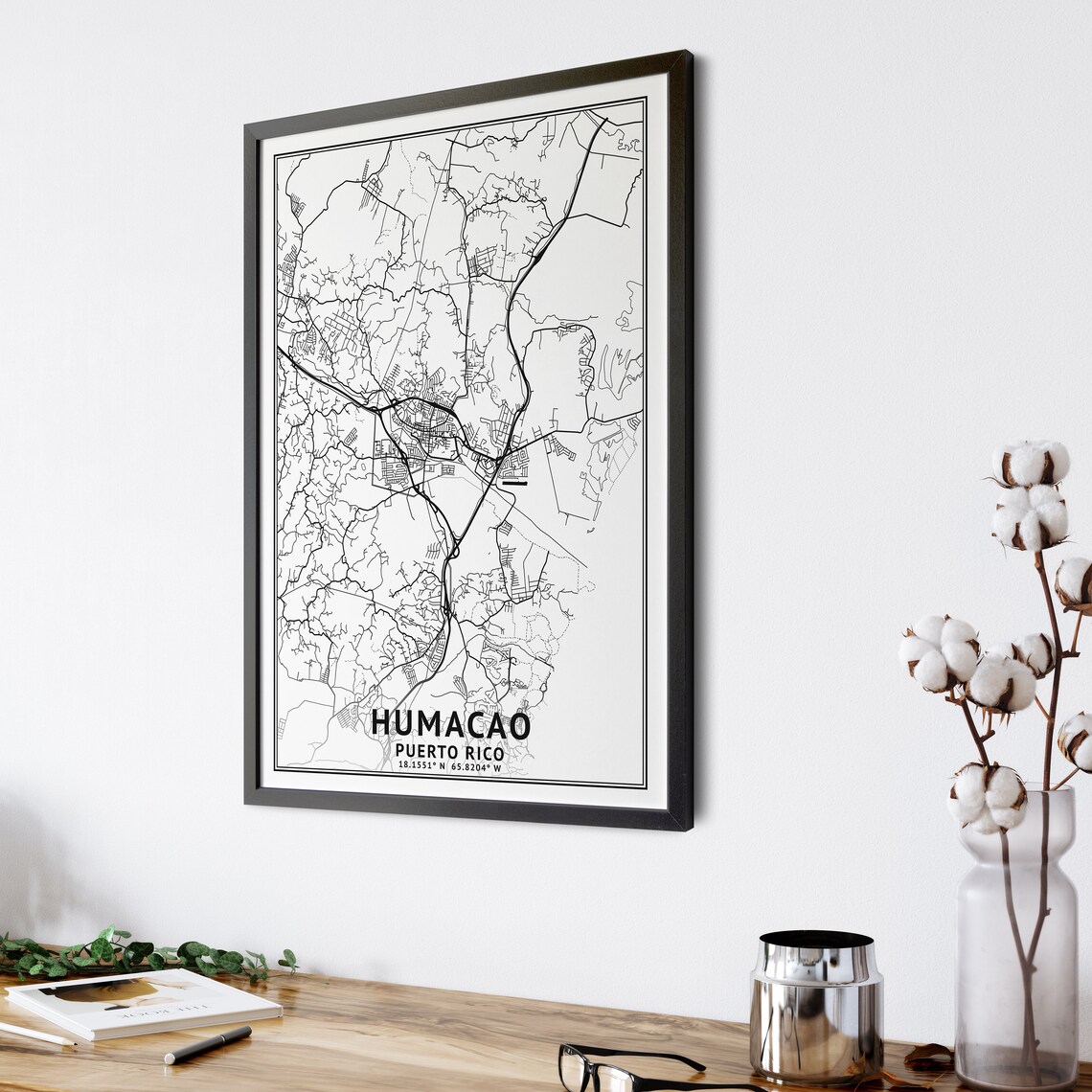 Humacao Puerto Rico Map Black and White Coordinates Map of - Etsy