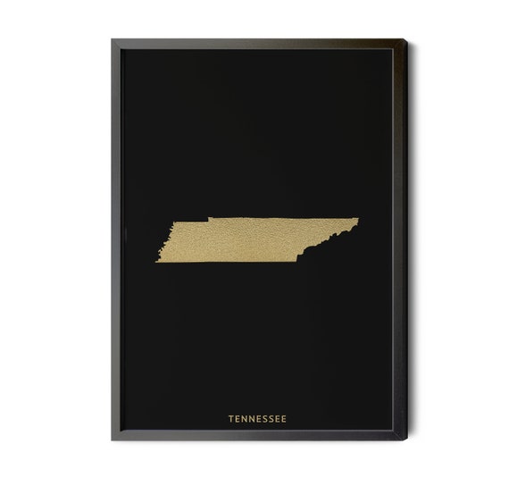 Tennessee Map Black Gold Foil Texture Tennessee Wall Art - Etsy UK