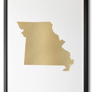 Missouri Map, Gold Foil Texture, Contemporary, Missouri Wall Art, Map ...