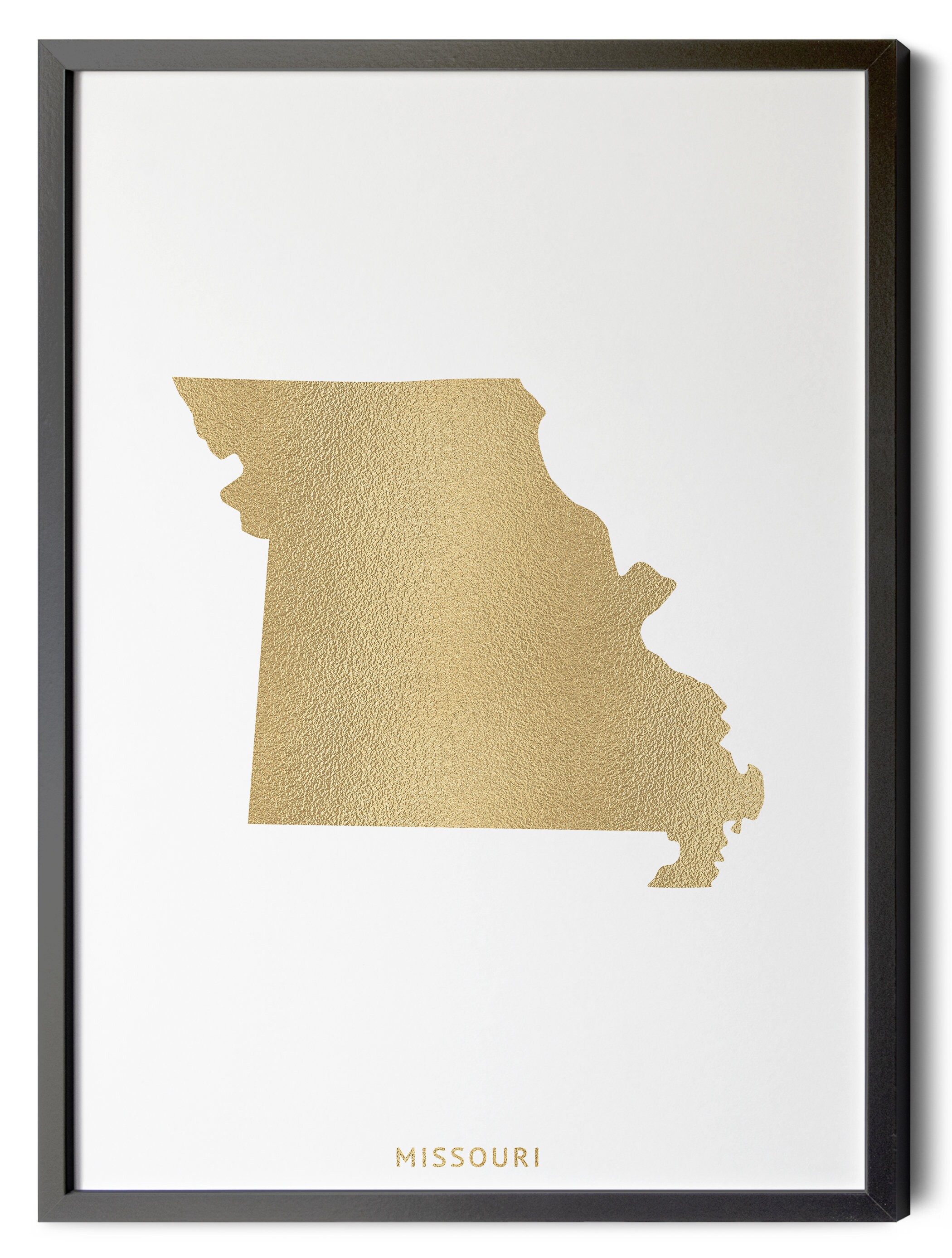 Missouri Map, Gold Foil Texture, Contemporary, Missouri Wall Art, Map ...