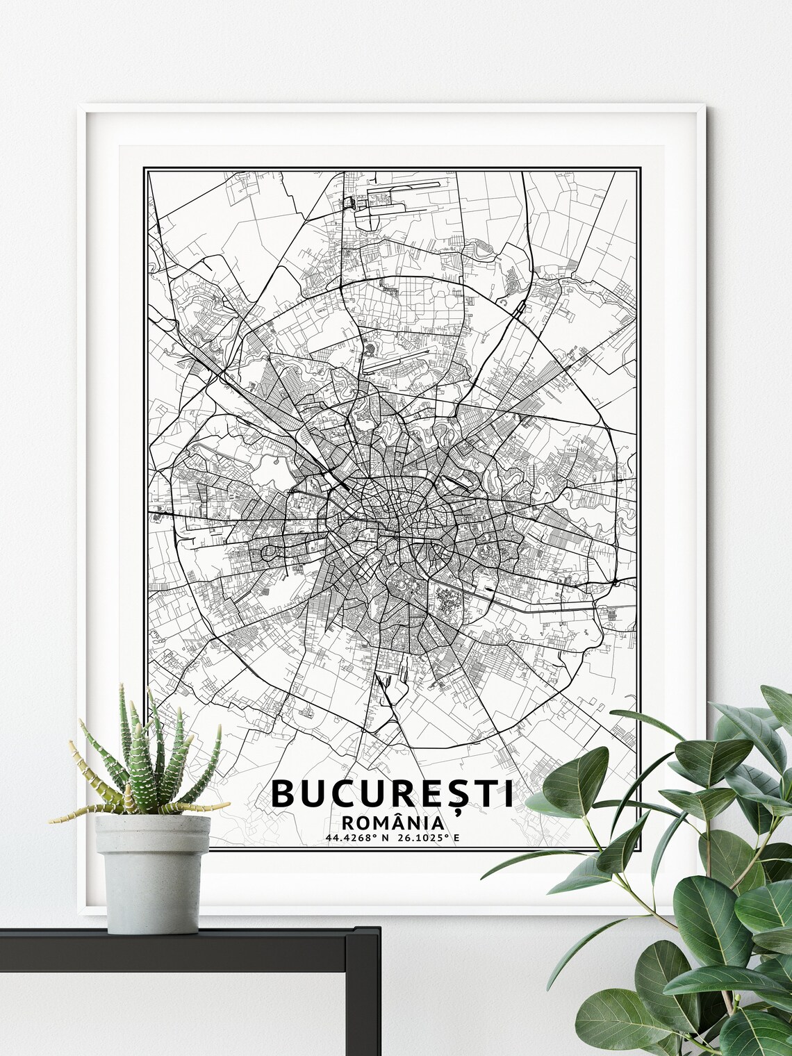 Bucharest Romania Map Black and White Coordinates Map of - Etsy