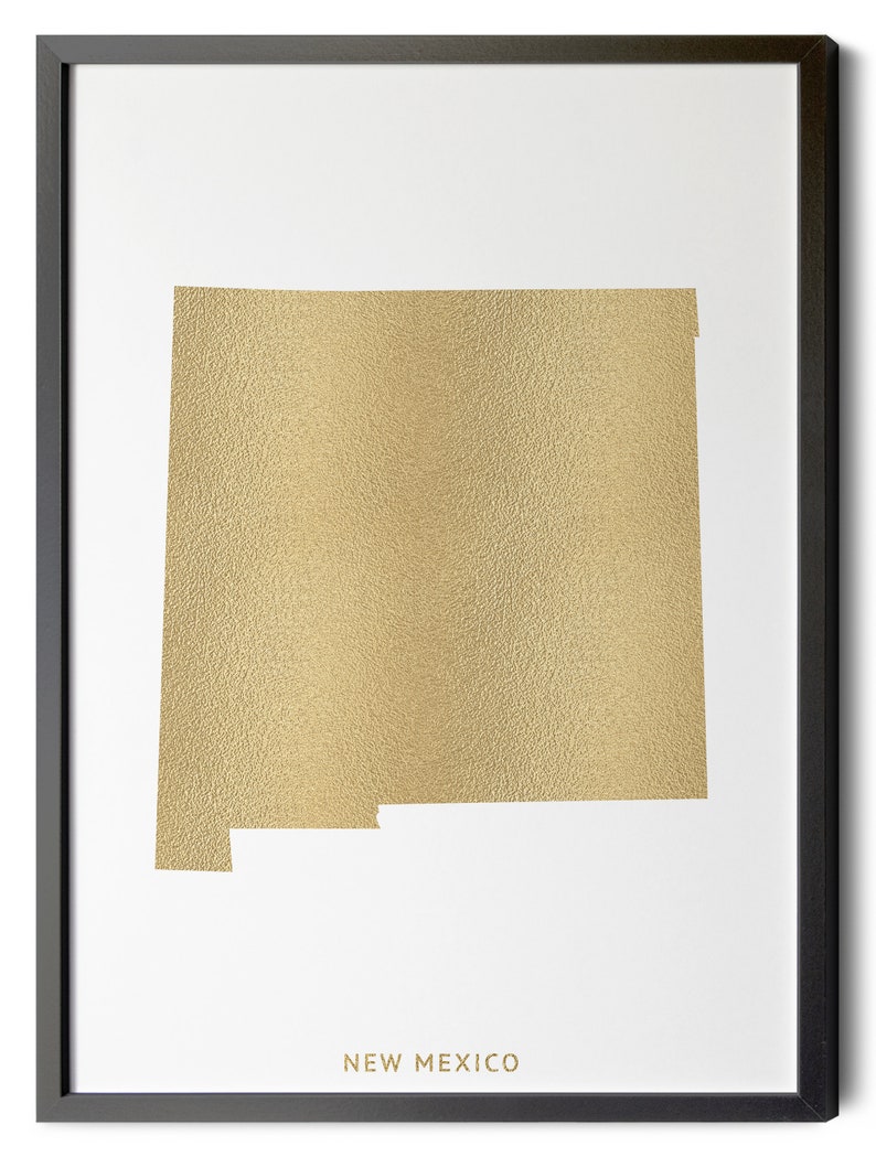 New Mexico Map Gold Foil Texture Contemporary New Mexico - Etsy