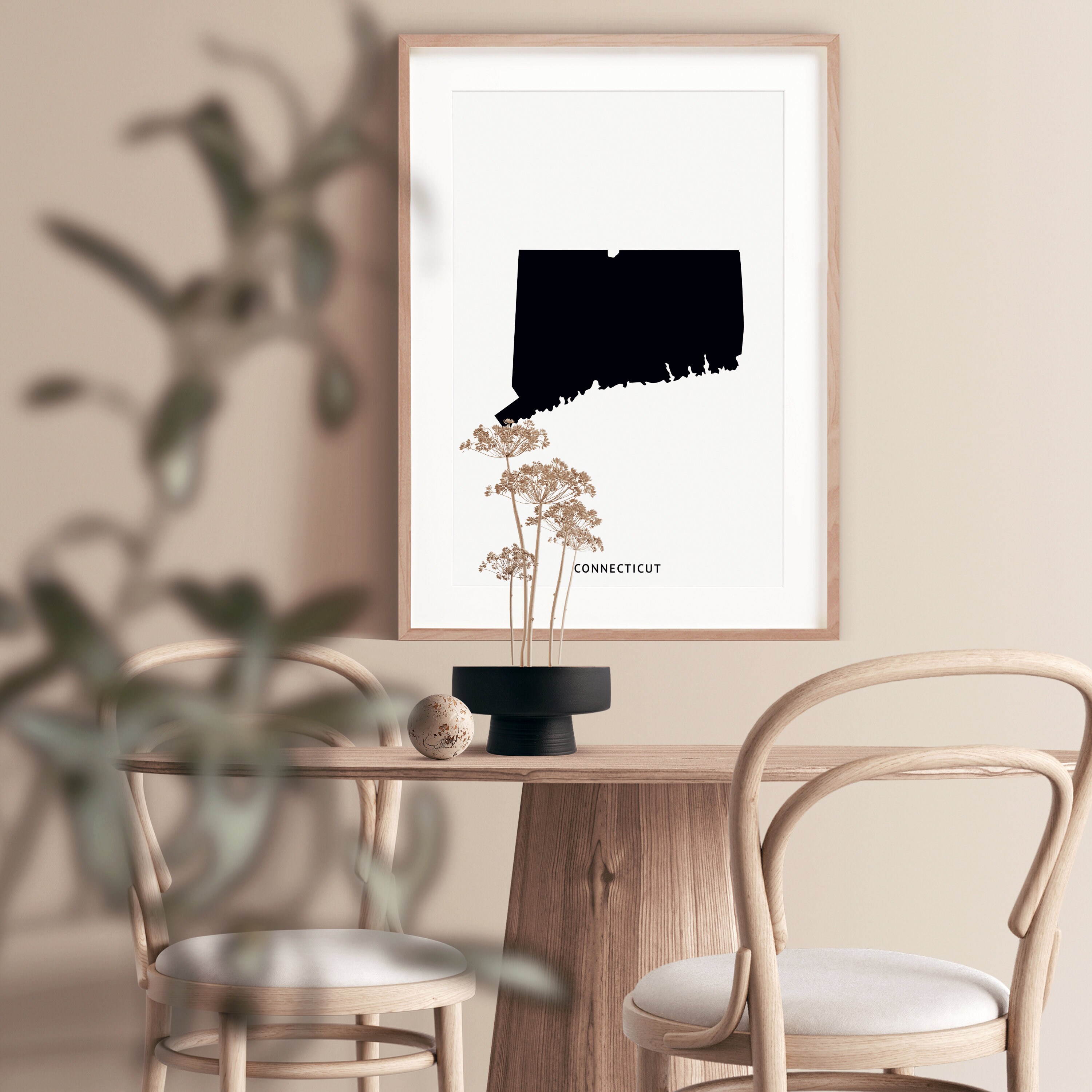 Connecticut Map, Black and White, Minimalist, CT Poster, Connecticut ...
