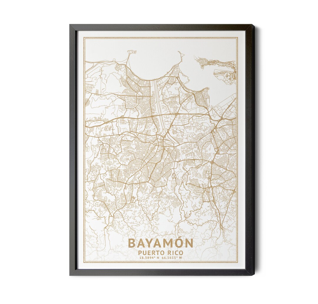 Bayamon Puerto Rico Map, High Resolution Real Gold Leaf Texture ...