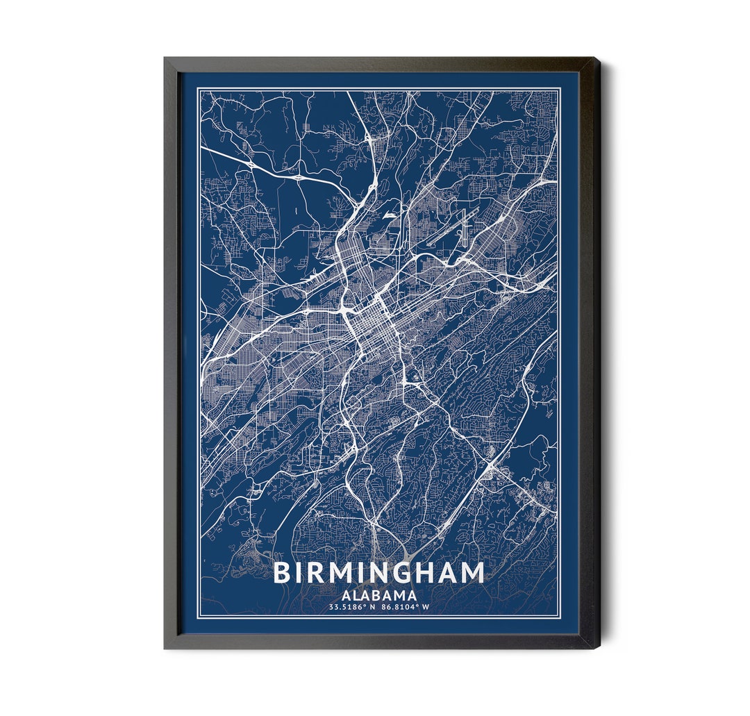 Birmingham Alabama Map Art: Blue City Street Design (printable) - Etsy