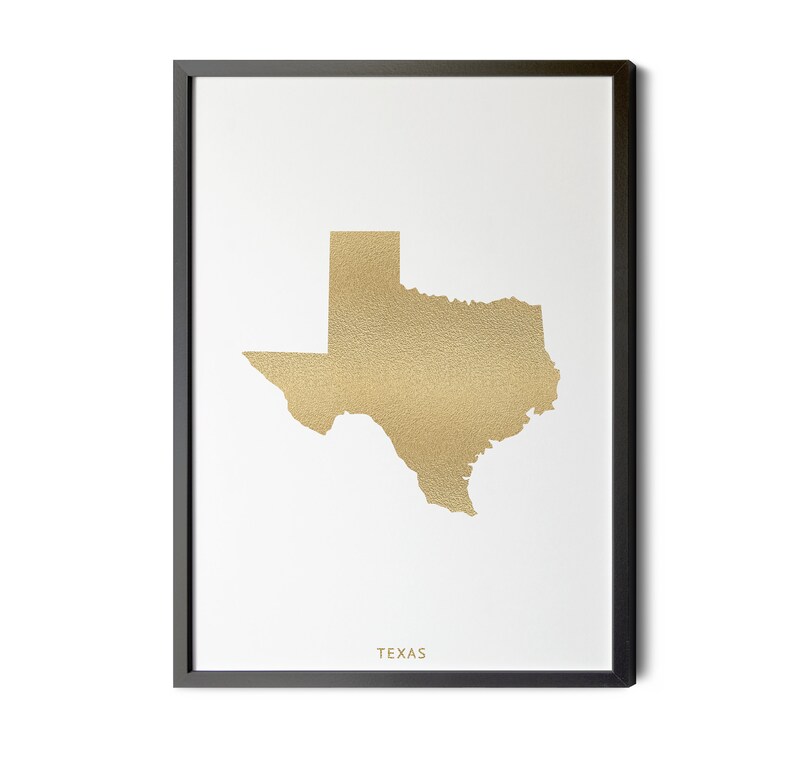 Texas Map Gold Foil Texture Texas Wall Art Texas Poster - Etsy