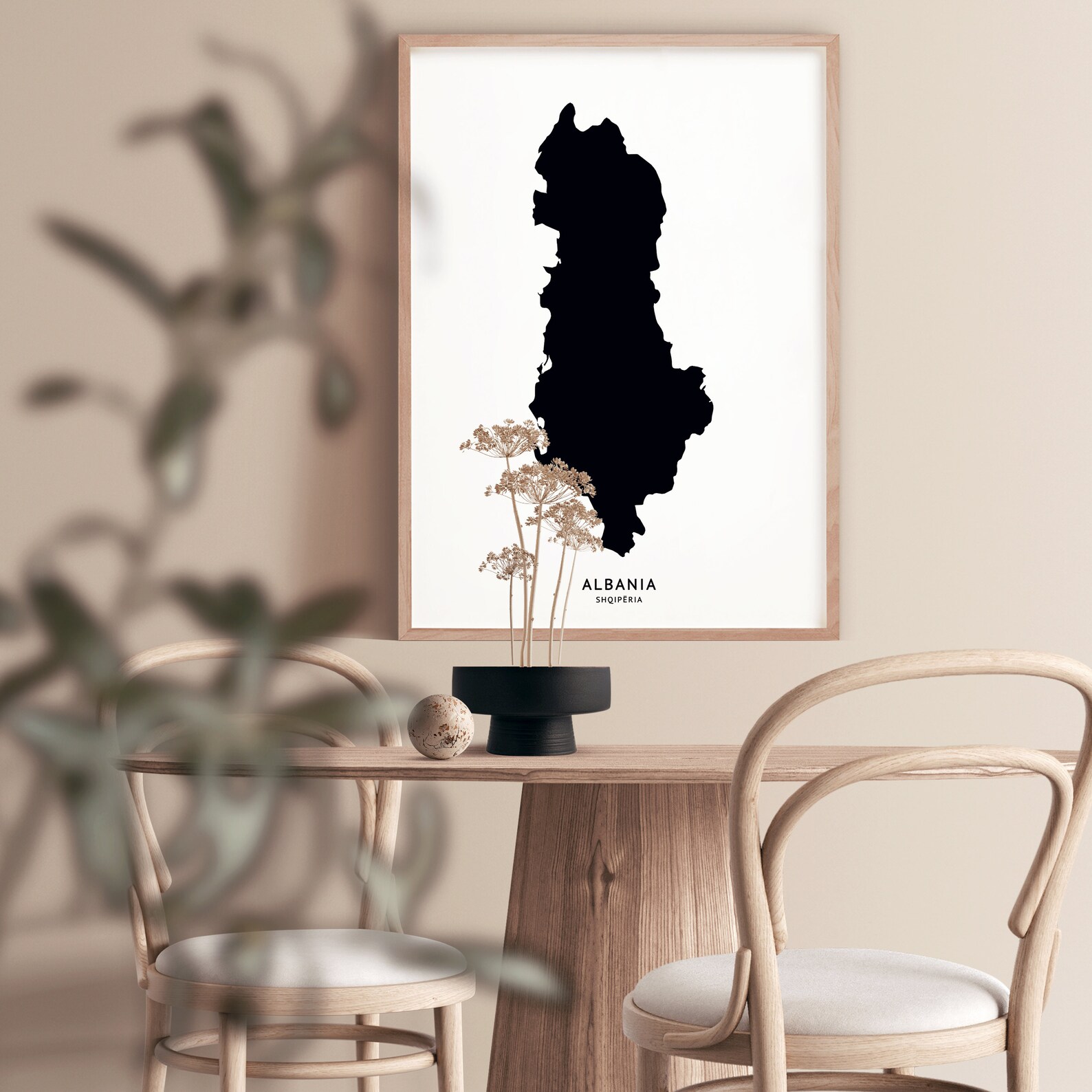 Albania, Shqipëria, Map, Black and White, Minimalist, English and ...