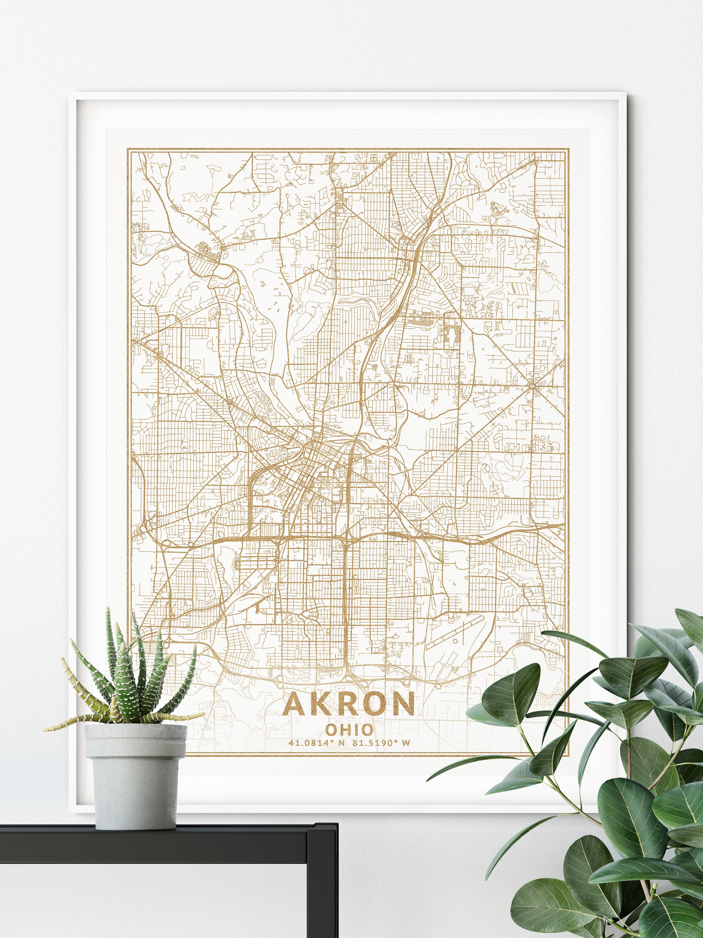 Akron Ohio Map High Resolution Real Gold Leaf Texture - Etsy