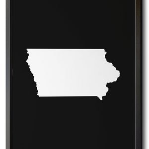 Iowa Map, Black and White, Inverted, Minimalist, Map of Iowa, Iowa ...