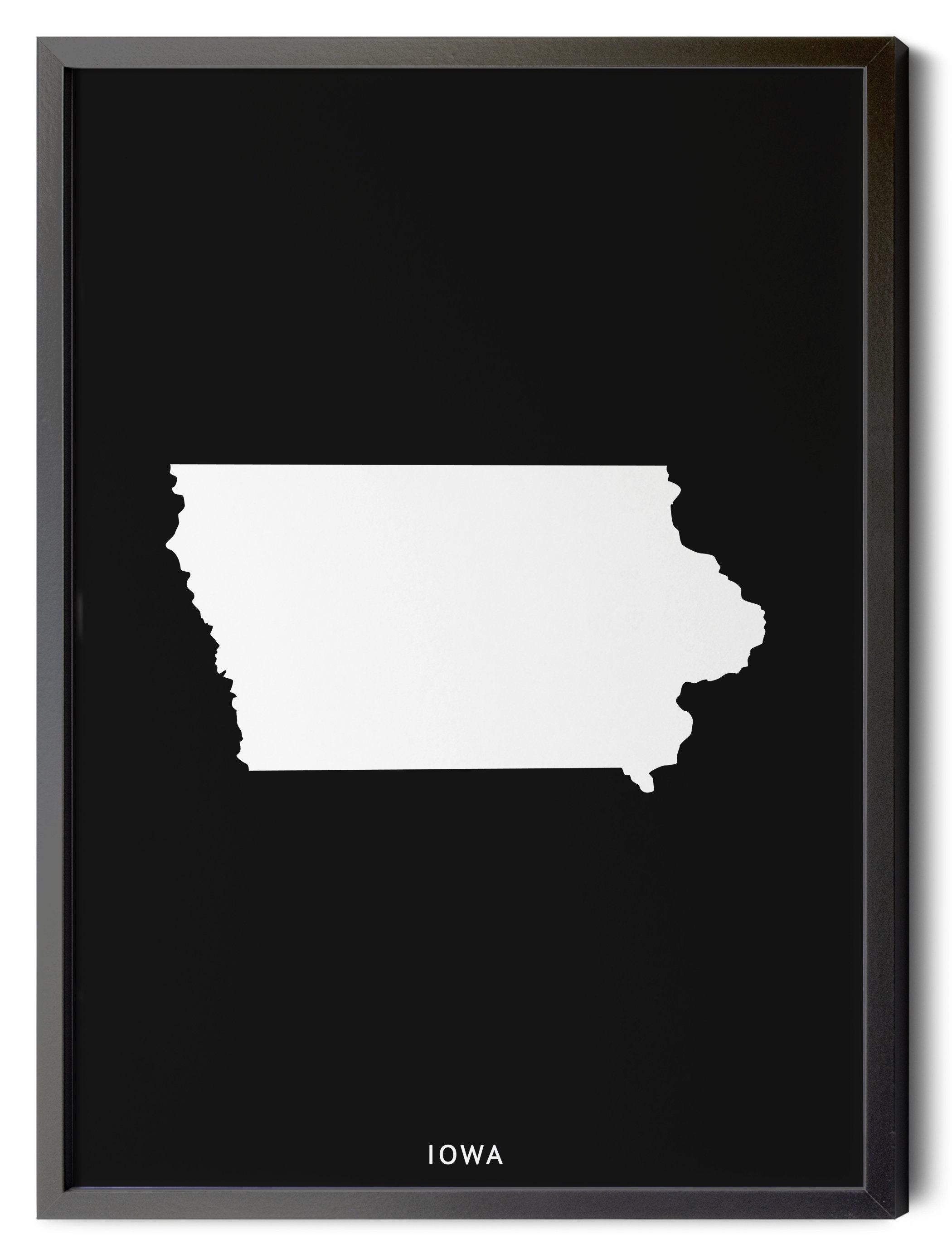 Iowa Map Black and White Inverted Minimalist Map of Iowa - Etsy