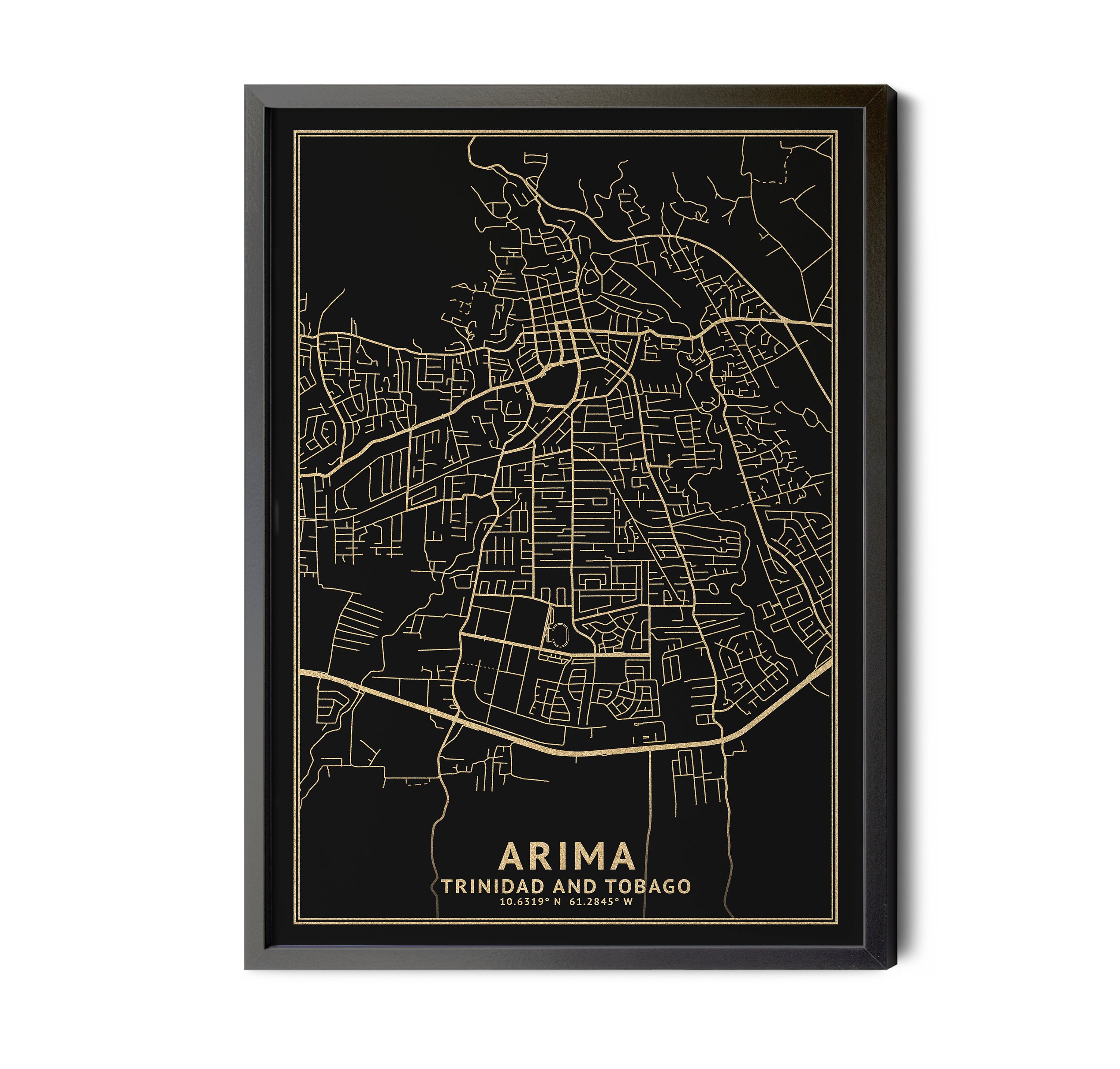 Arima Trinidad and Tobago Map Black High Resolution Real | Etsy