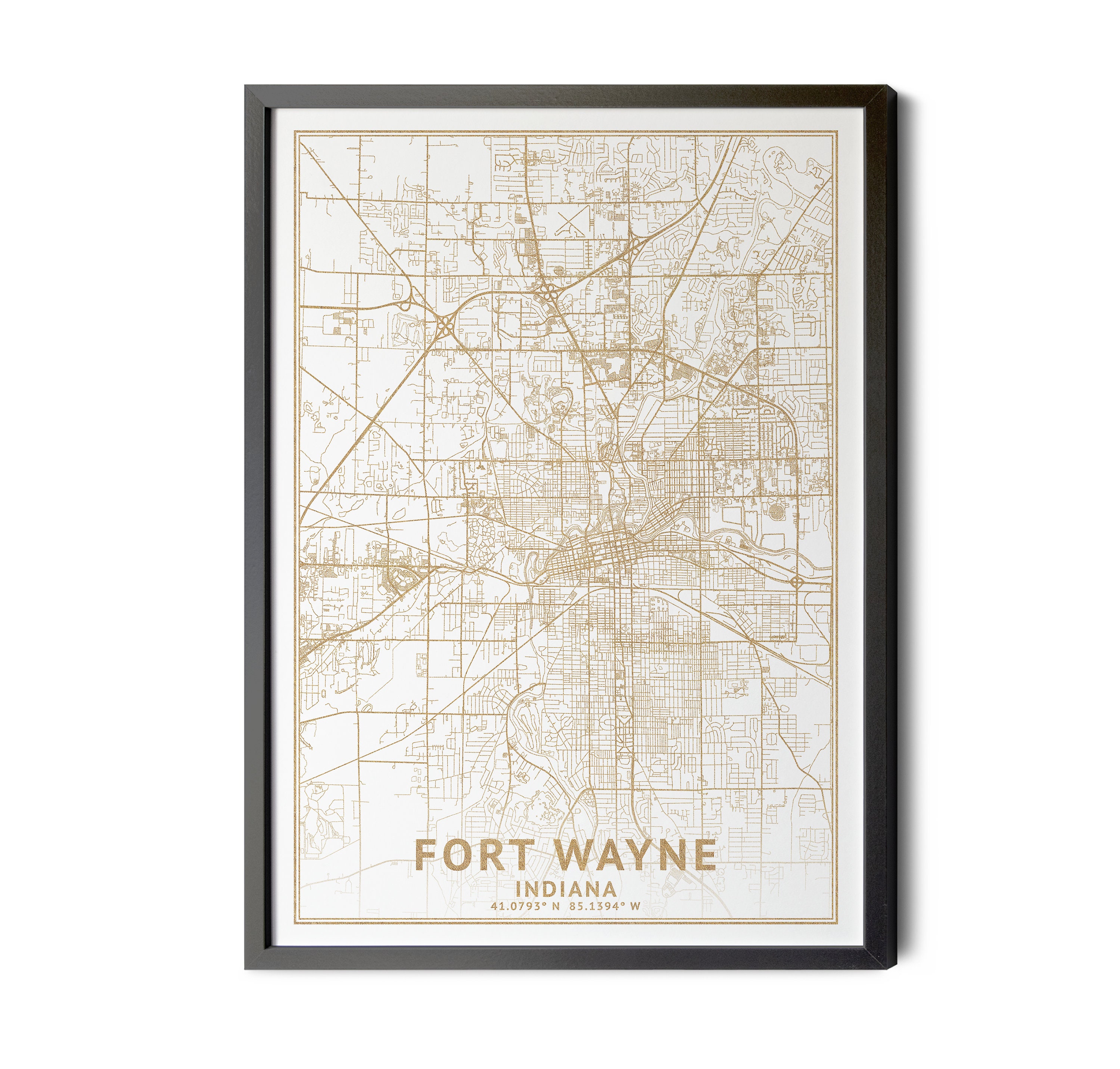 Fort Wayne Indiana Map, High Resolution Real Gold Leaf Texture ...