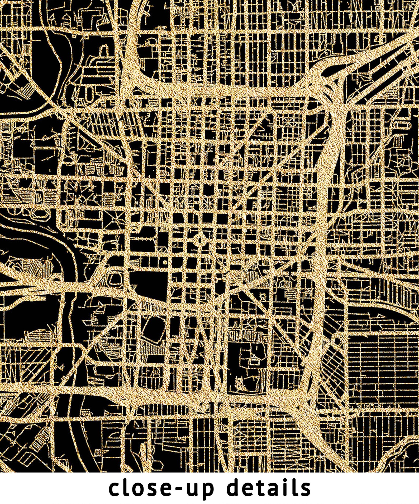 Indianapolis Indiana Map, Black, High Resolution Real Gold Leaf Texture ...