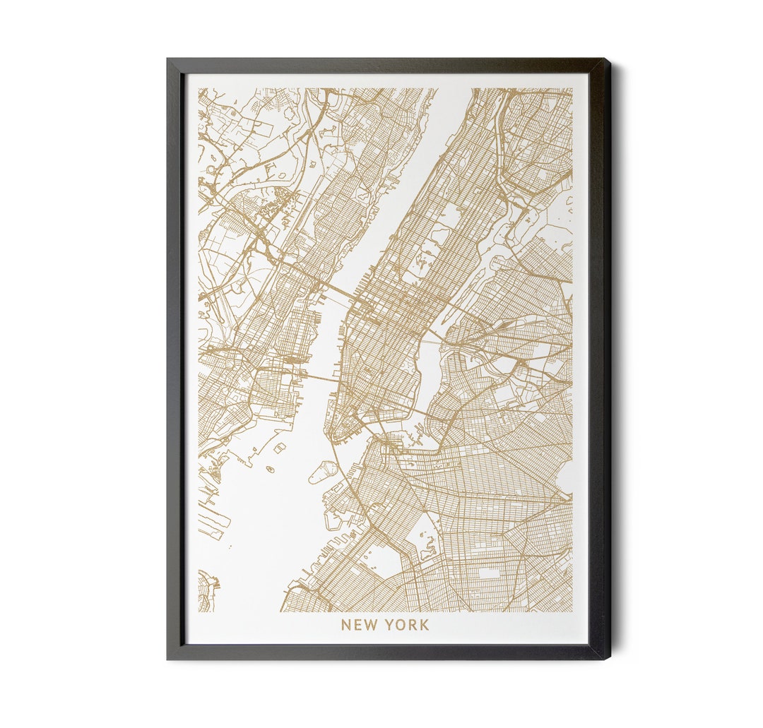 New York City Map, High Resolution Real Gold Leaf Texture, New York ...